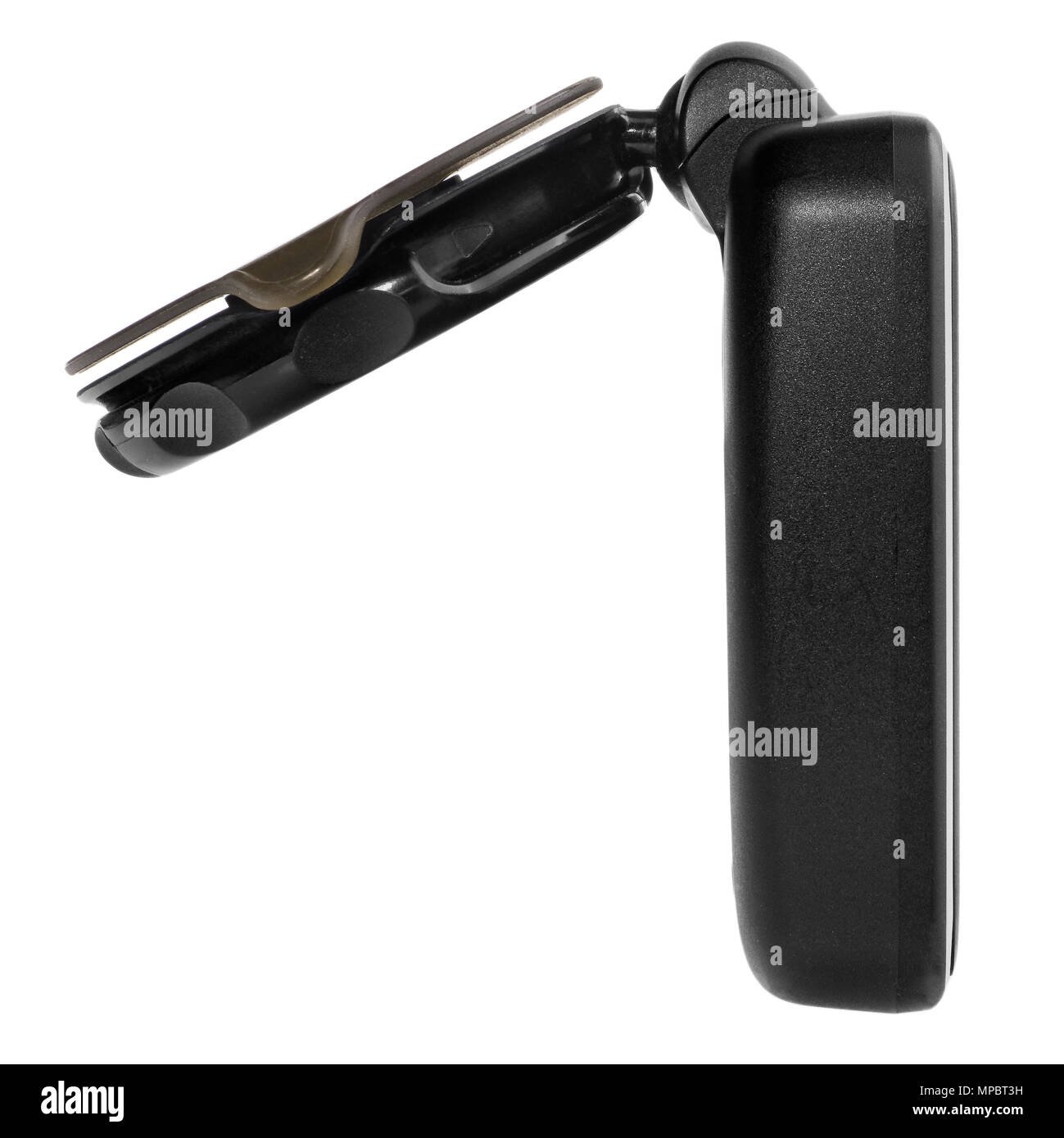 GPS car navigation with handle. Black electronic map device with blue ...