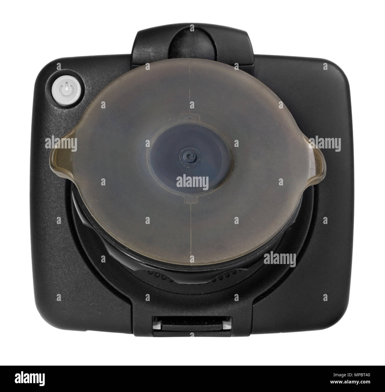 GPS car navigation with handle. Black electronic map device with blue ...