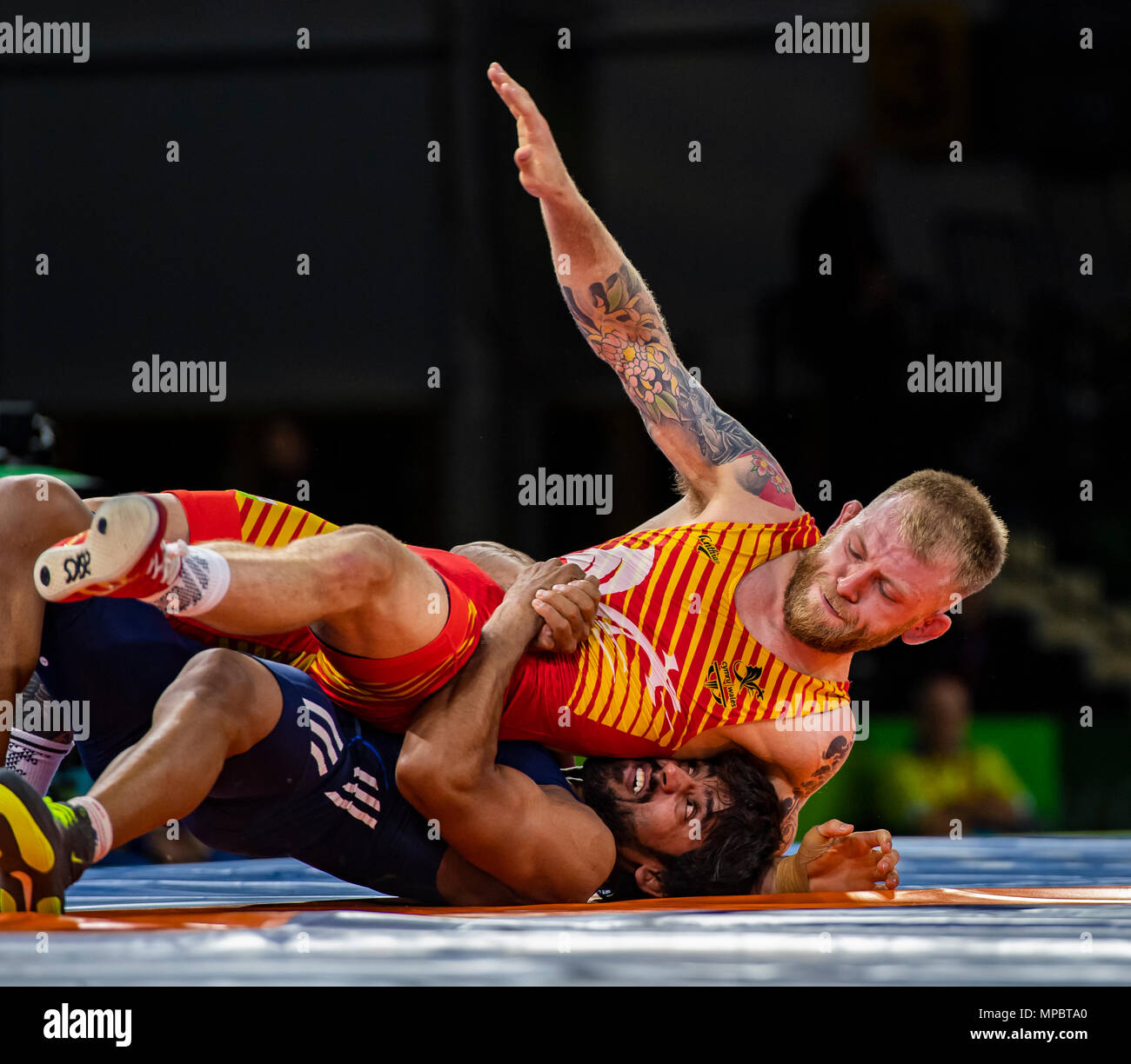 GOLD COAST, AUSTRALIA - APRIL 13: Kane Charig of Wales v Bajrang of ...