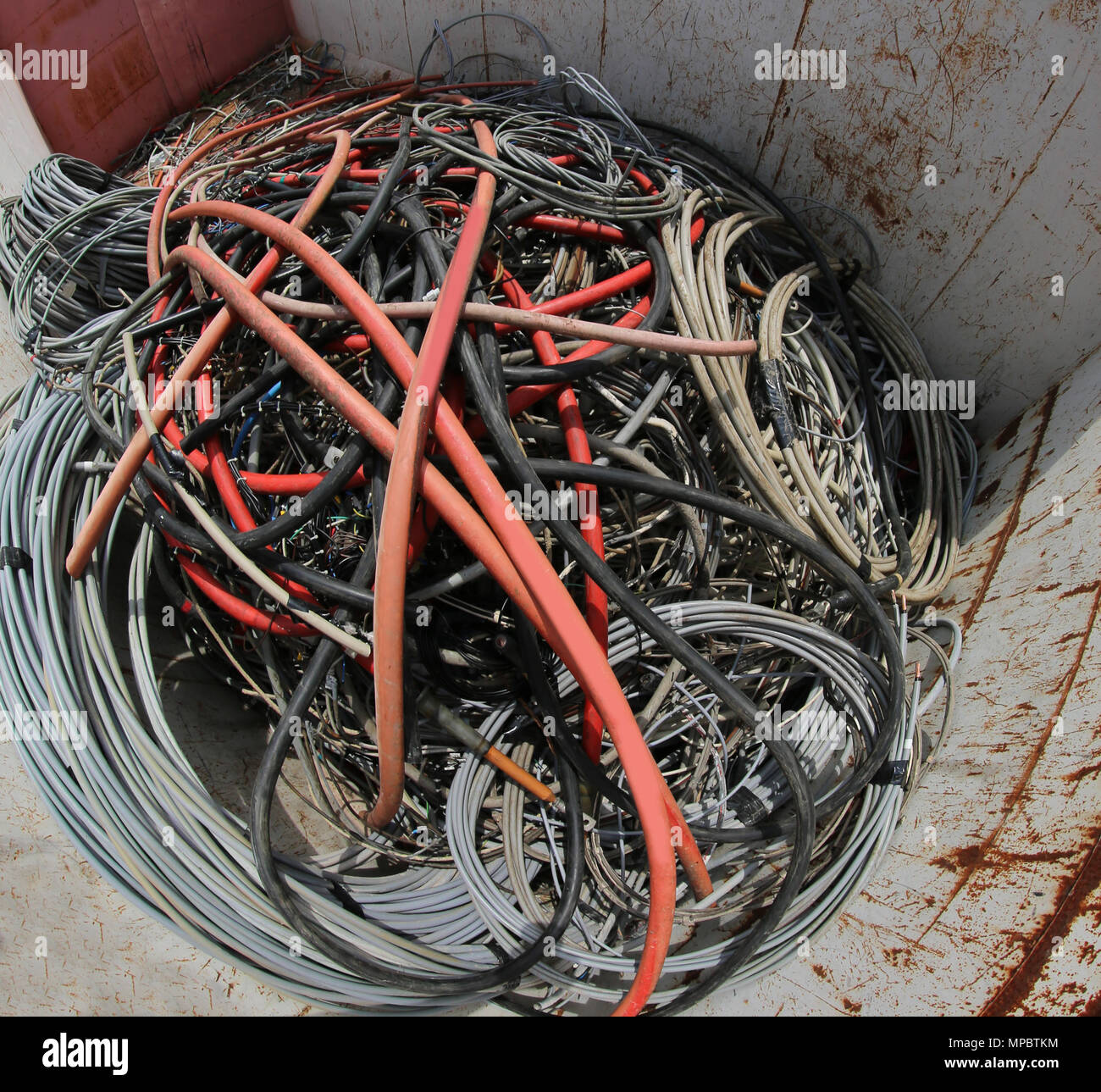 container full of elettrical insulated cables in the recycling center ...