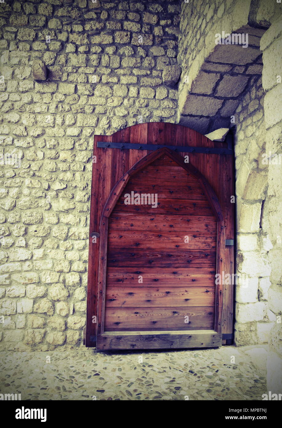 Venzone Udine Ancient wooden gate in the defense walls of the ancient ...