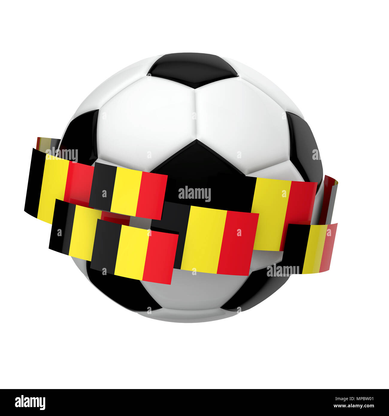 Soccer football with Belgium flag against a plain white background. 3D ...