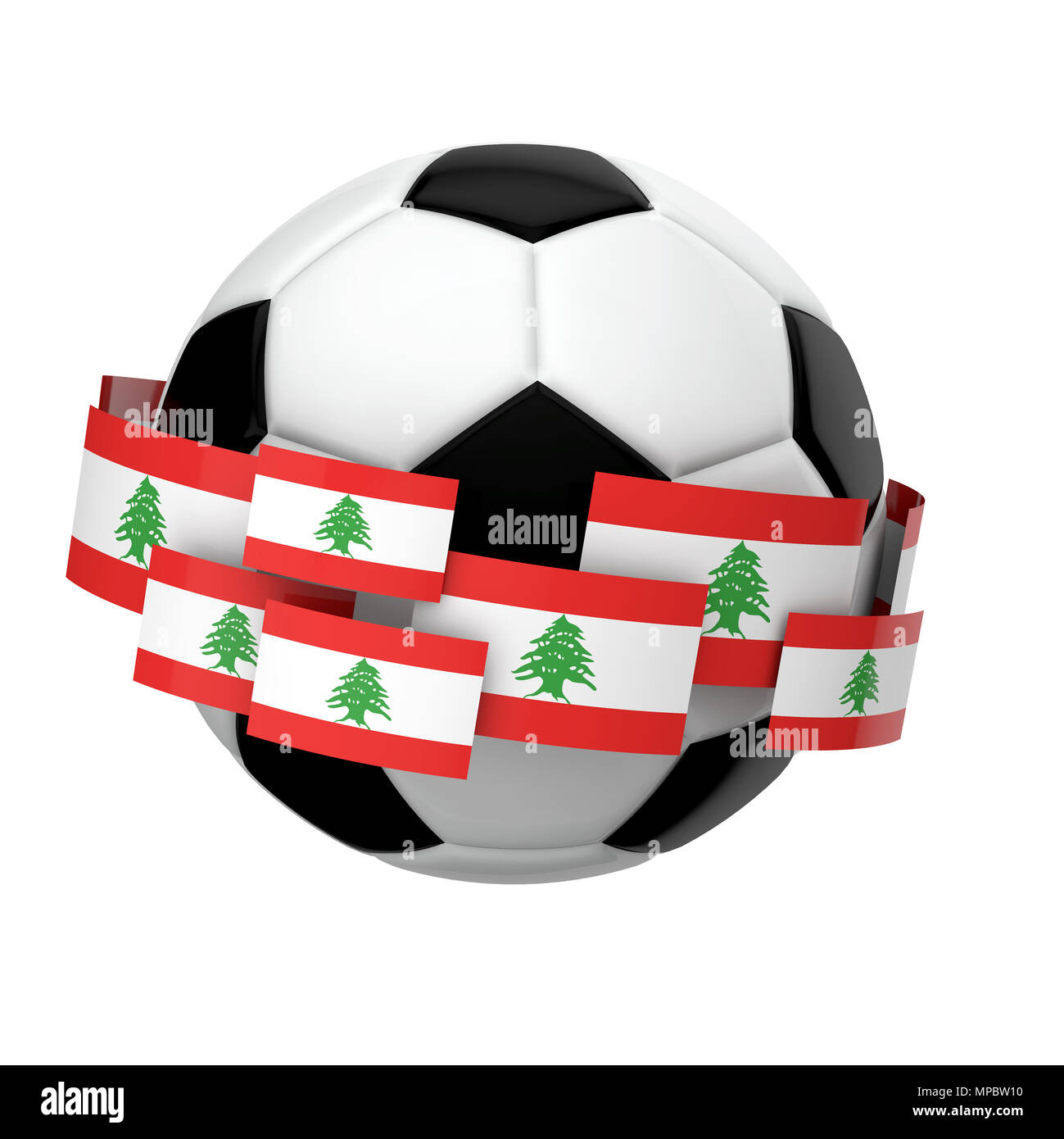 Soccer football with Lebanon flag against a plain white background. 3D ...