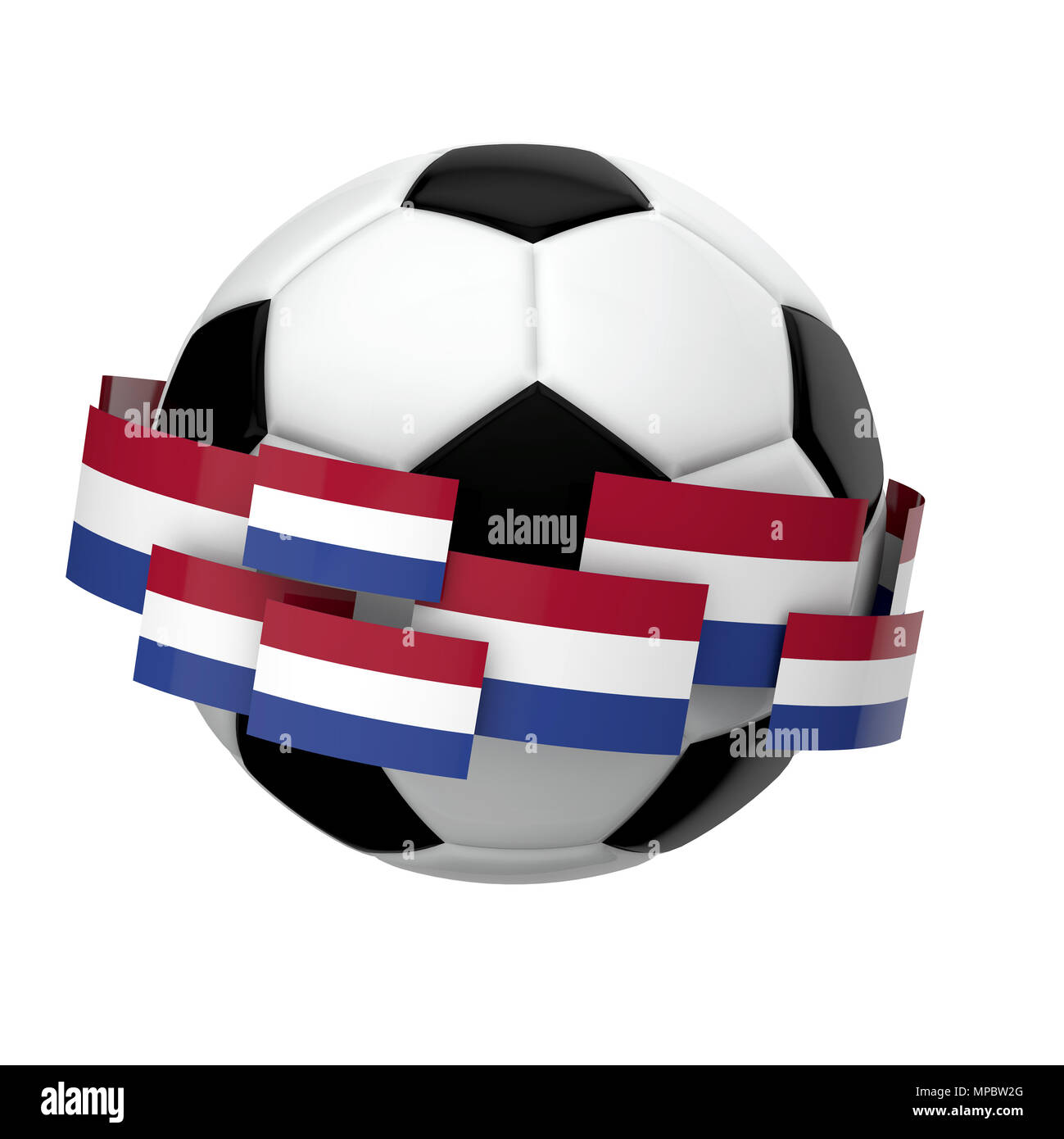 Soccer football with Netherlands flag against a plain white background ...
