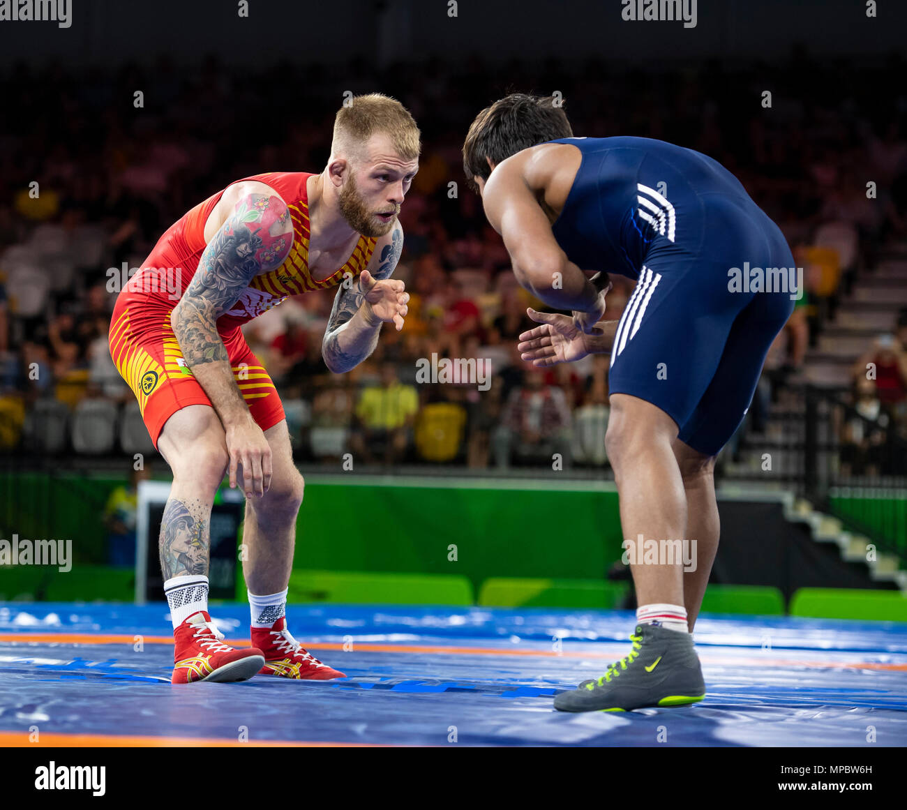 GOLD COAST, AUSTRALIA - APRIL 13: Kane Charig of Wales v Bajrang of ...