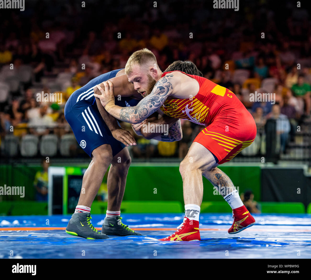 GOLD COAST, AUSTRALIA - APRIL 13: Kane Charig of Wales v Bajrang of ...