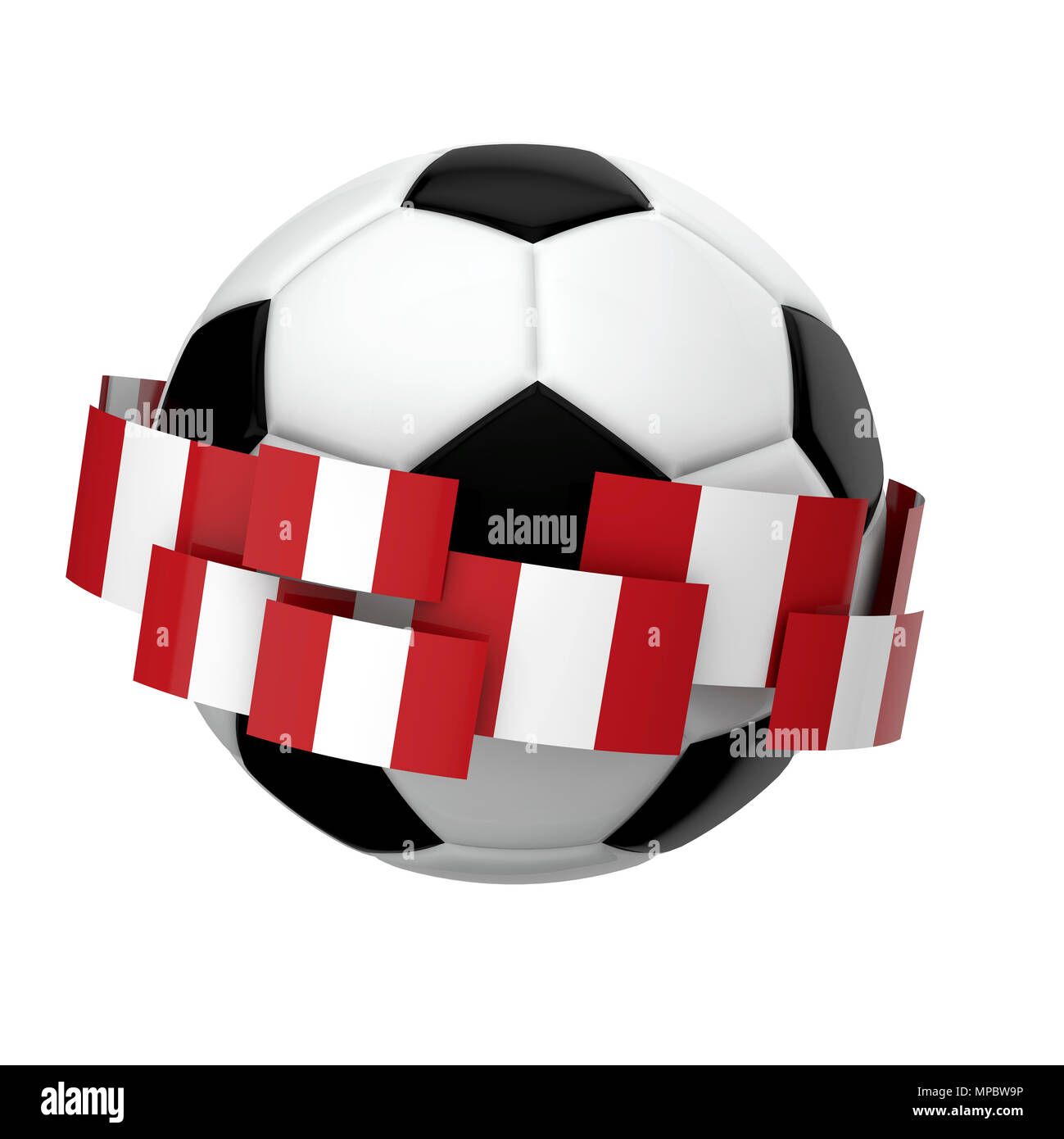 Soccer football with Peru flag against a plain white background. 3D ...