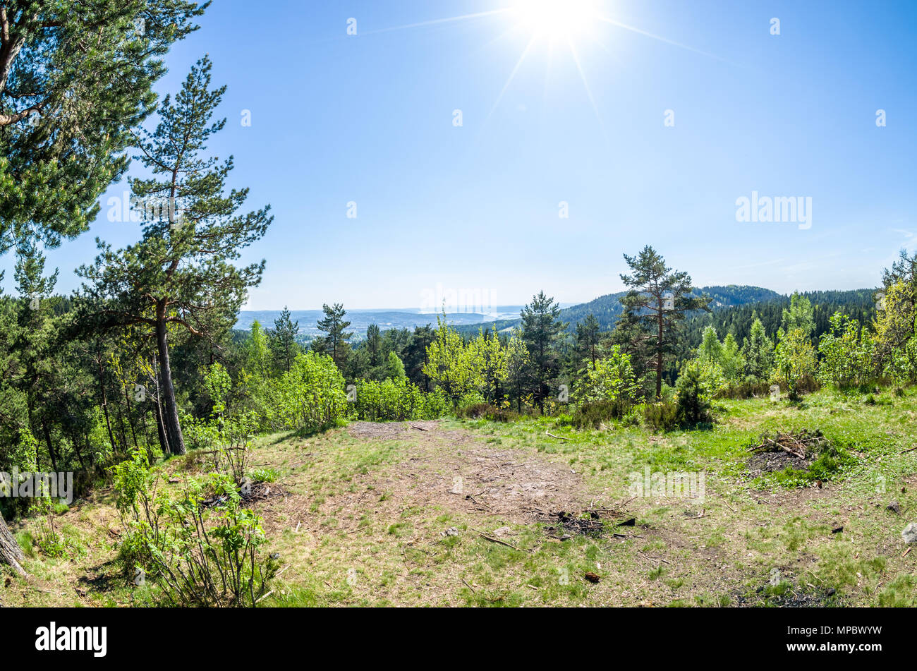 Trekking routes in Lillomarka close to Oslo, Norway, early spring ...