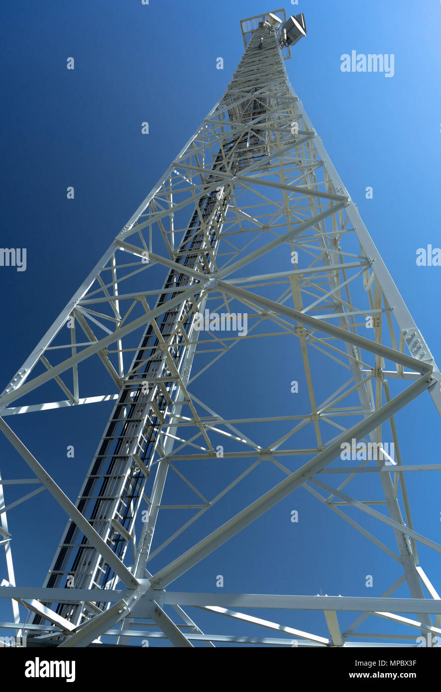 high telephone tower from below Stock Photo - Alamy