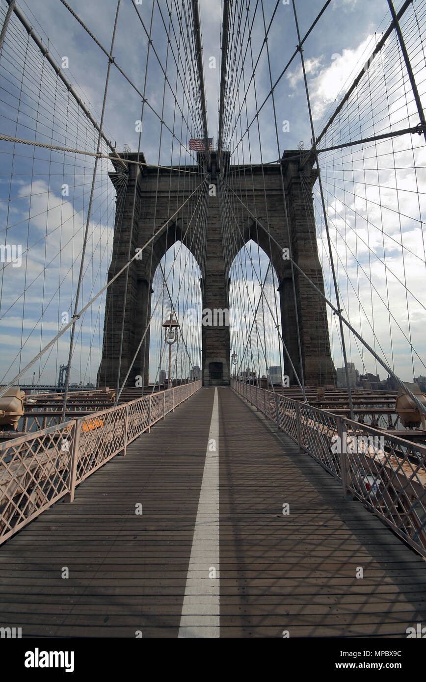 New York,USA-october 23,2014:Brooklyn bridge without people, the ...