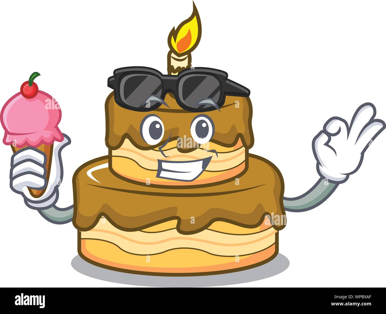 With ice cream birthday cake character cartoon Stock Vector Image & Art ...