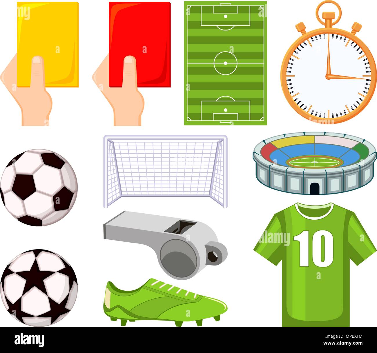Colorful cartoon soccer championship 11 elements set Stock Vector Image ...