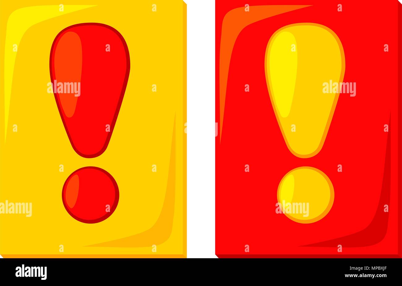 Colorful cartoon red yellow attention cards Stock Vector Image & Art ...