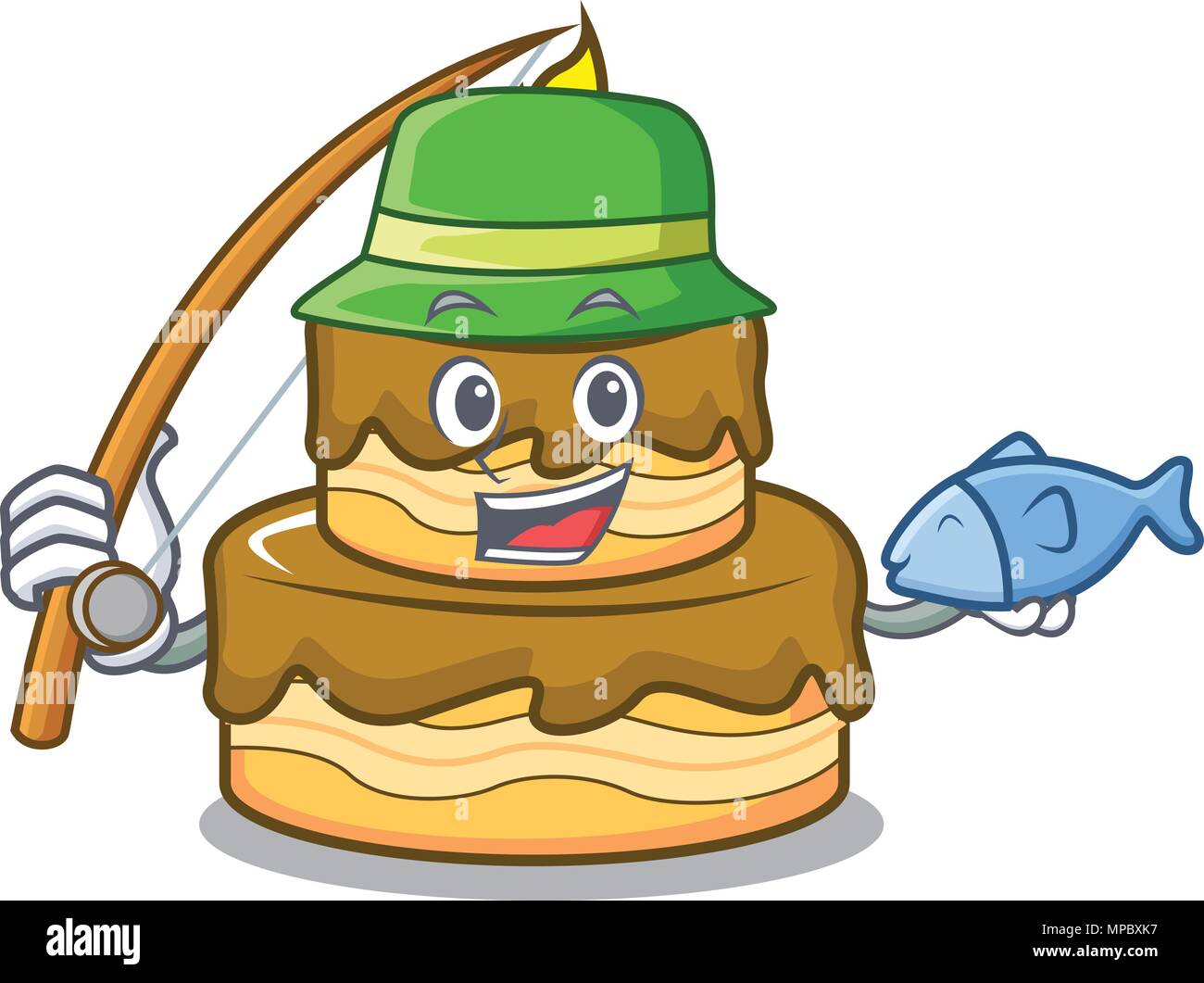 Fishing birthday cake mascot cartoon Stock Vector Image & Art - Alamy