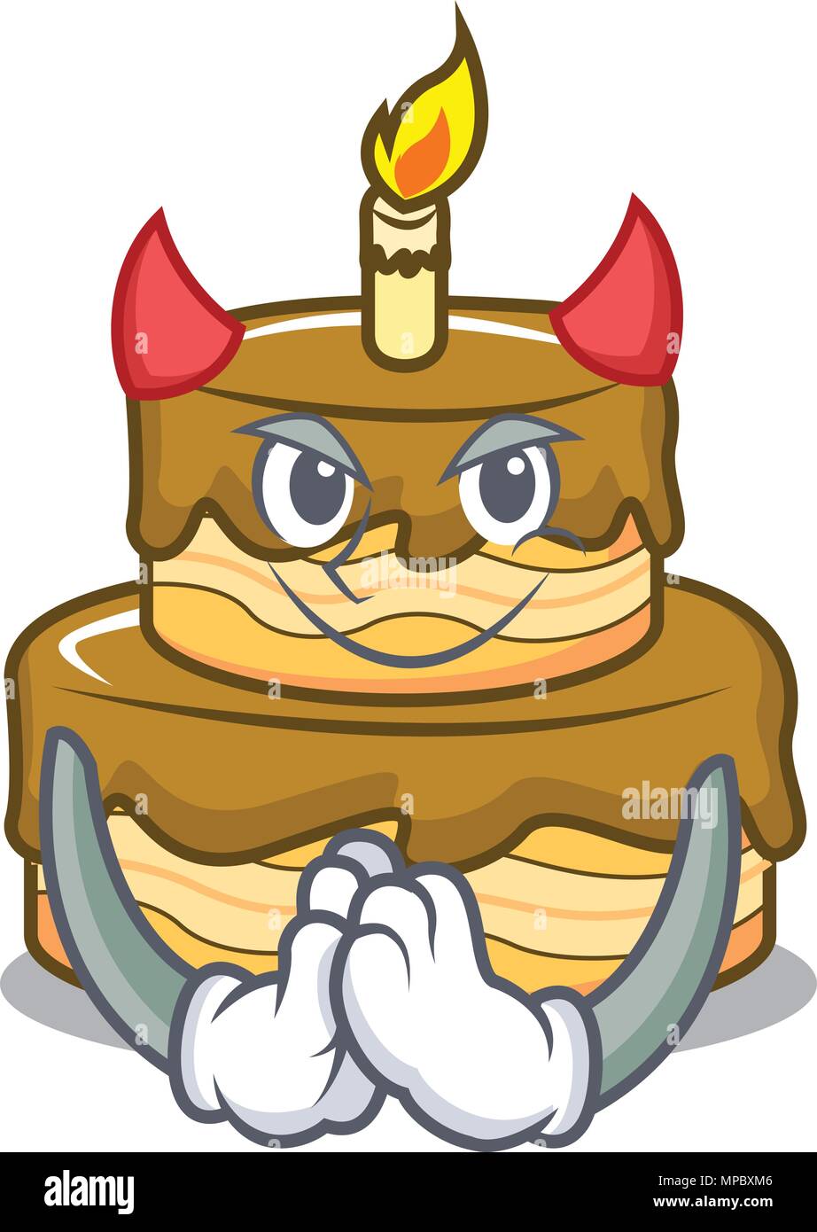 Devil birthday cake mascot cartoon Stock Vector Image & Art - Alamy
