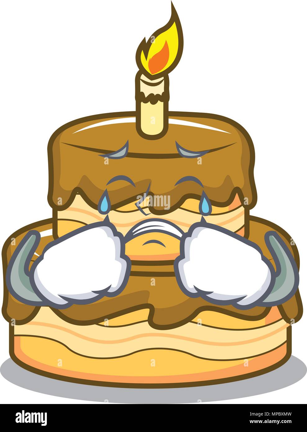 Crying birthday cake mascot cartoon Stock Vector Image & Art - Alamy