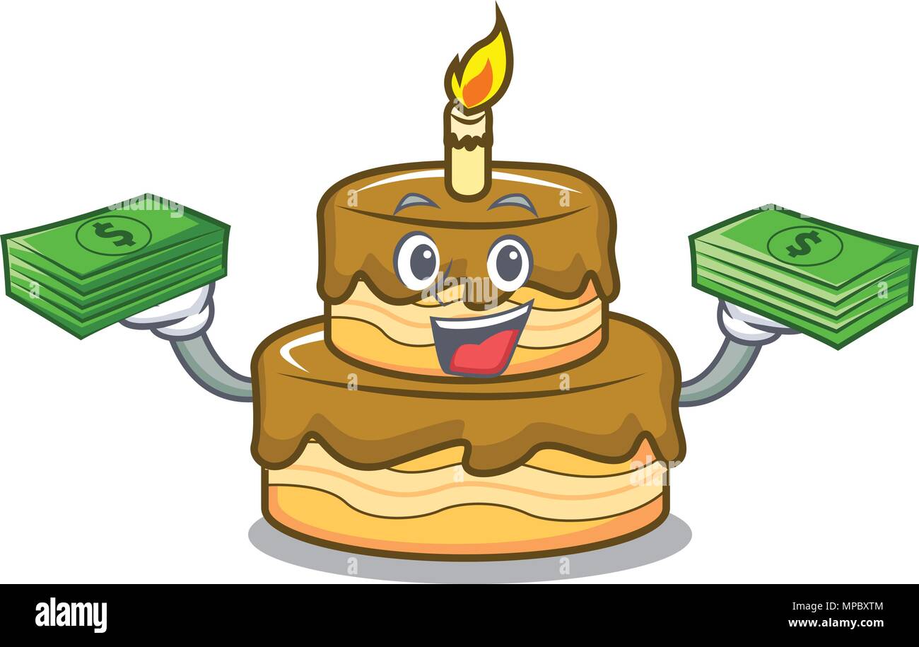 With money bag birthday cake mascot cartoon Stock Vector Image & Art ...