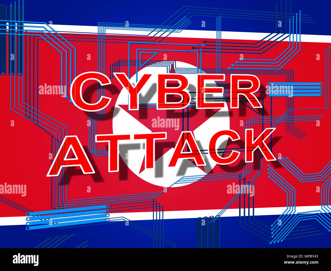 National Cyber Hackers From North Korea 3d Illustration. Shows Attack ...