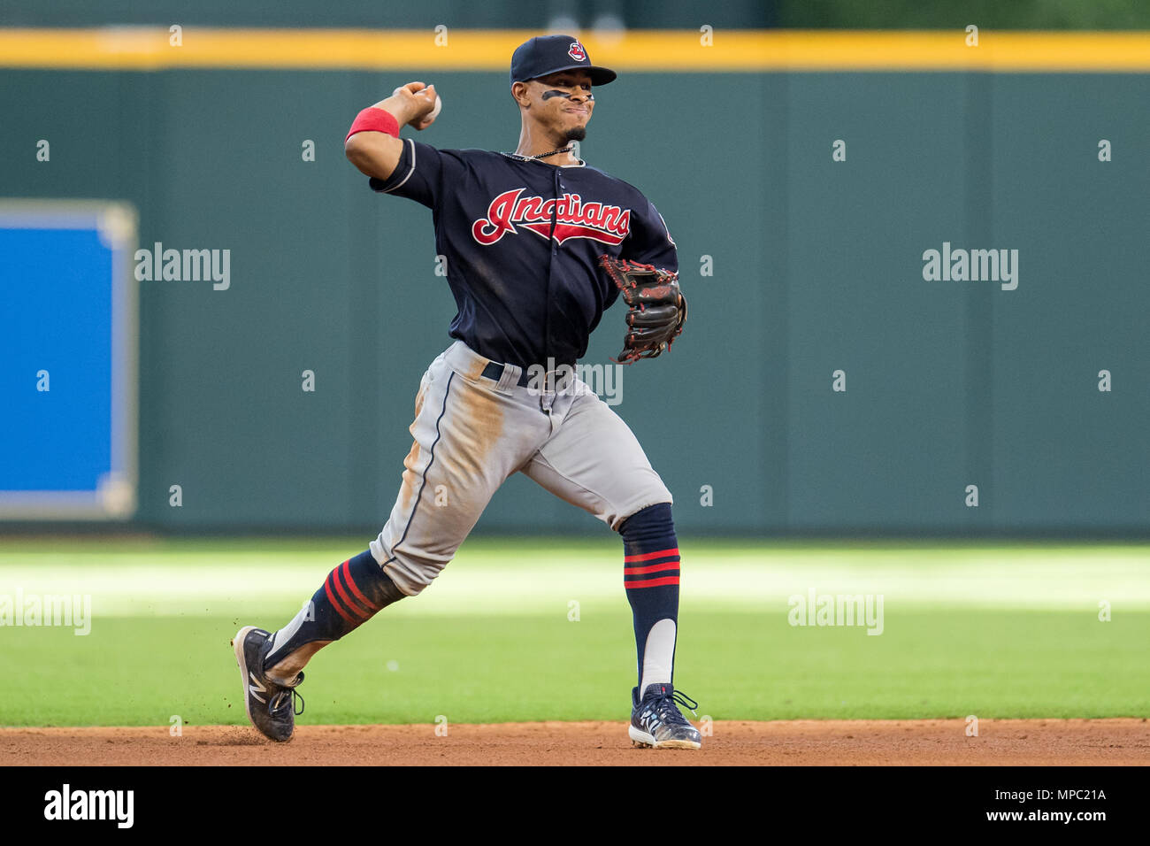 Houston, TX, USA. 19th May, 2018. Cleveland Indians shortstop Francisco ...