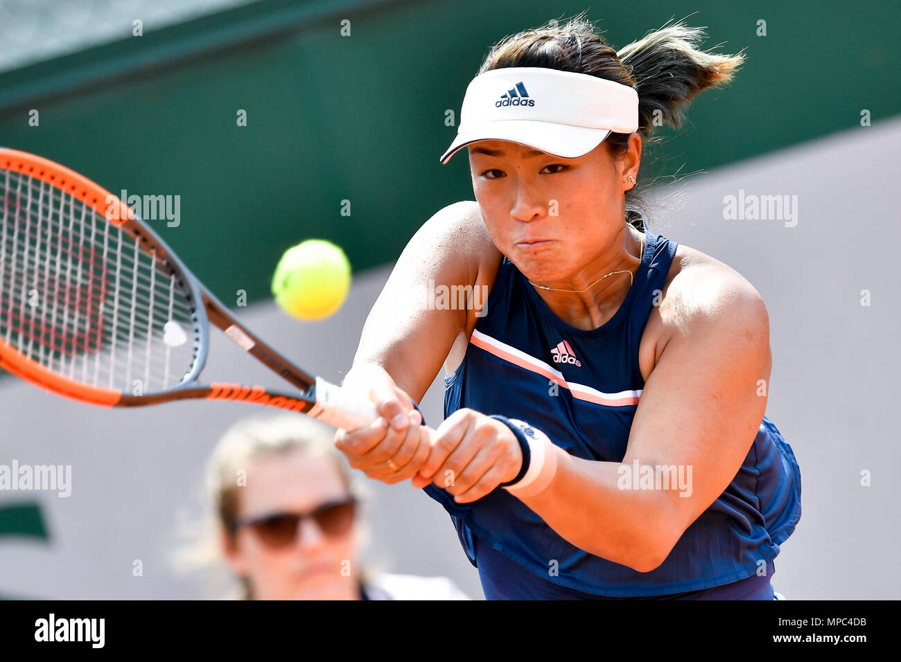 Paris. 22nd May, 2018. Han Xinyun of China returns the ball to Nicole ...