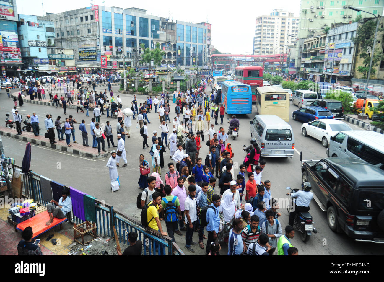 Dhaka, Bangladesh. On May 22, 2018. People stuck middle in a traffic ...