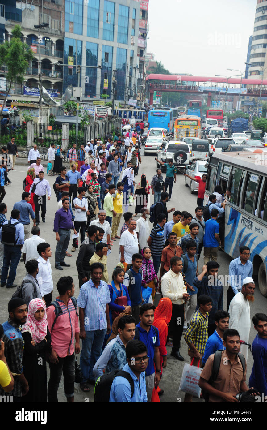 Dhaka, Bangladesh. On May 22, 2018. People stuck middle in a traffic ...