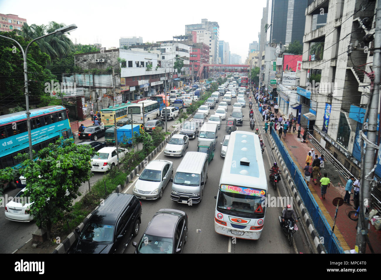 Dhaka, Bangladesh. On May 22, 2018. People stuck middle in a traffic ...