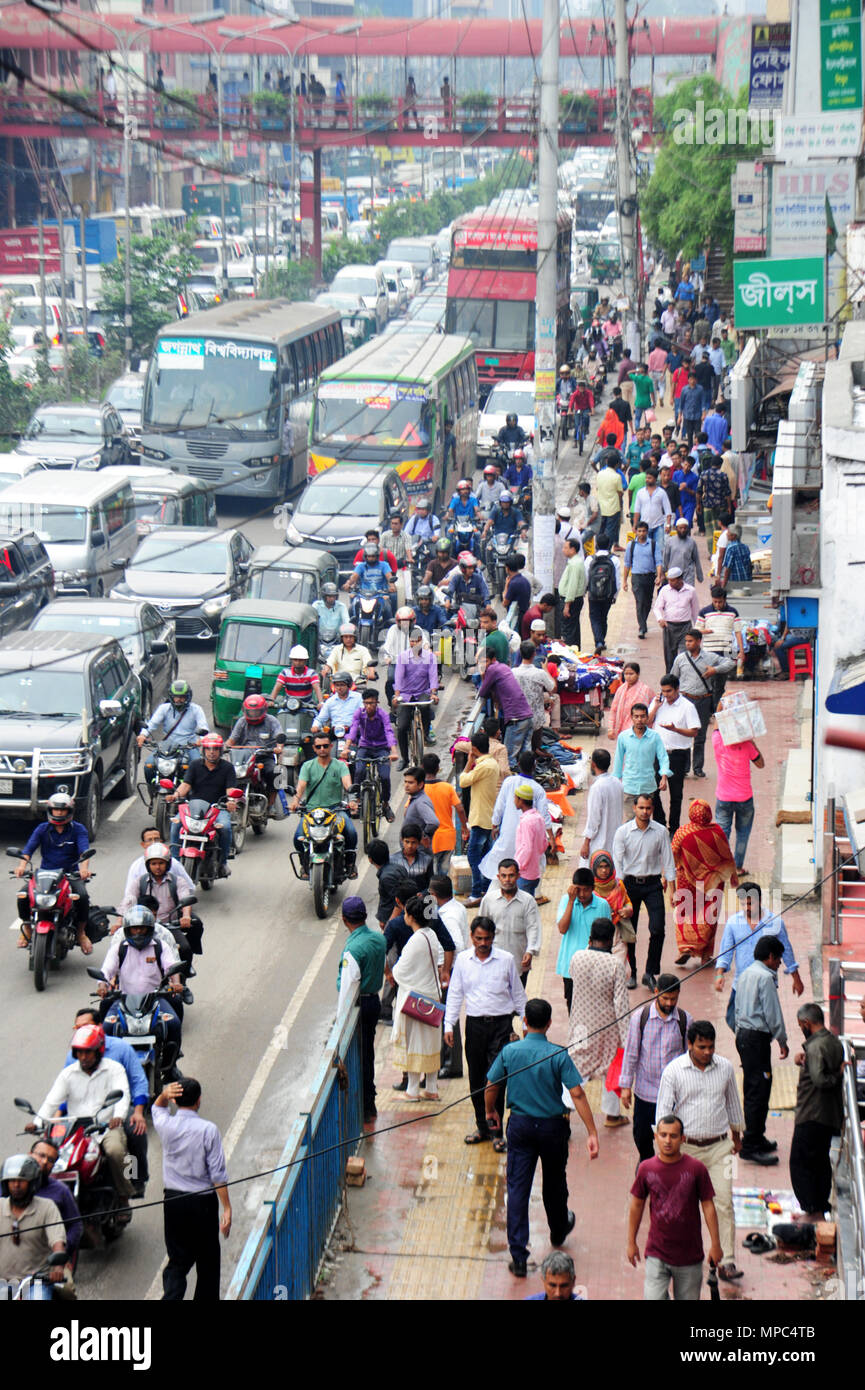 Dhaka, Bangladesh. On May 22, 2018. People stuck middle in a traffic ...