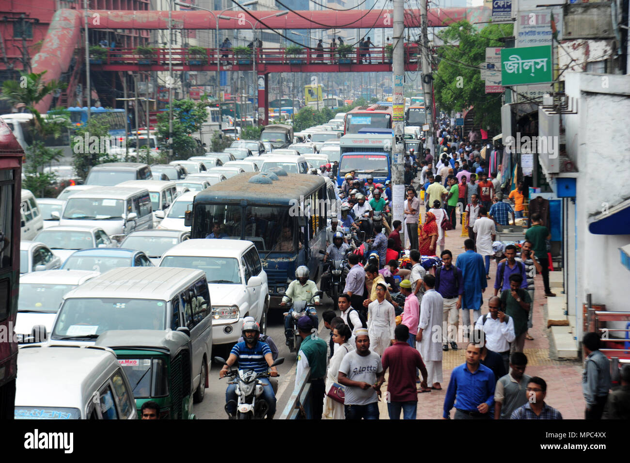 Dhaka, Bangladesh. On May 22, 2018. People stuck middle in a traffic ...