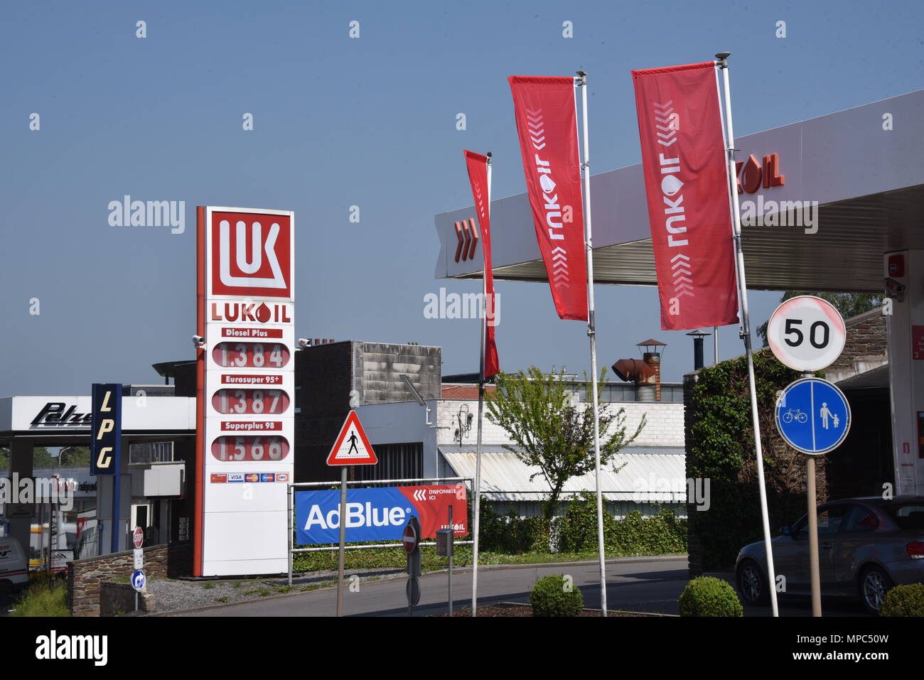 20 May 2018, Belgium, Malmedy: A petrol station of the Russian energy ...