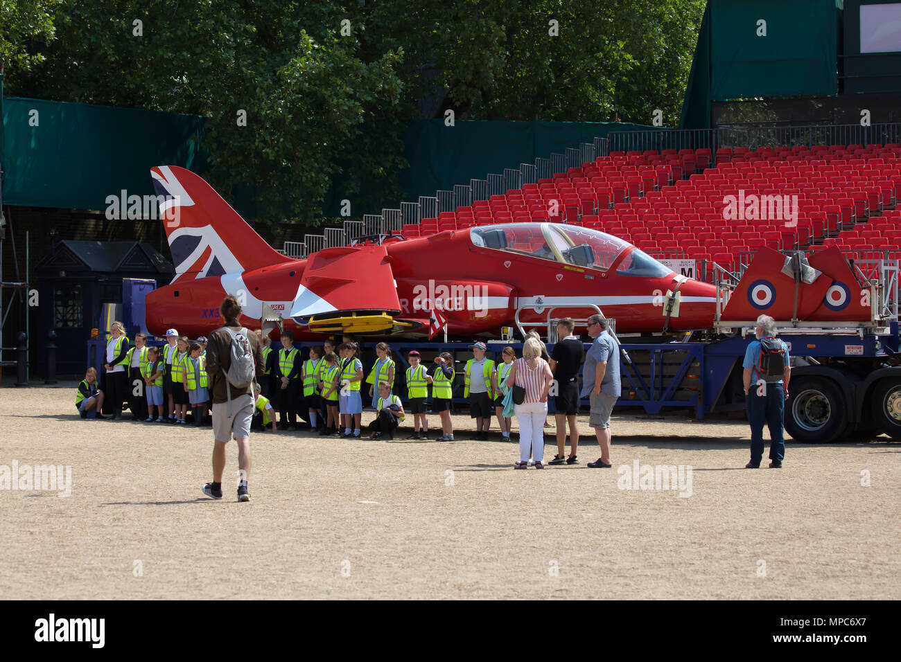 London,UK,22nd May 2018,Red arrows aircraft parked with its wings ...
