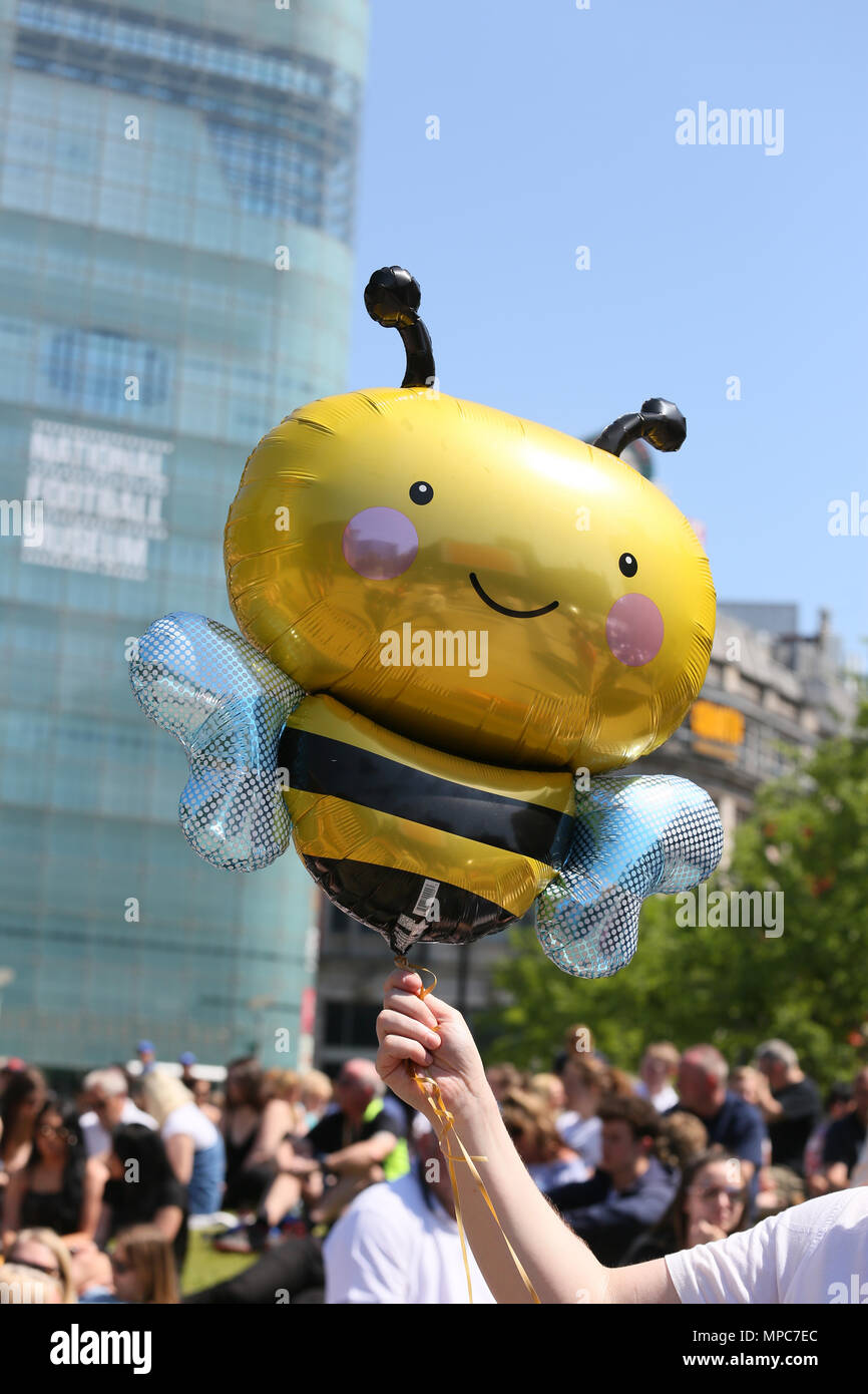 Manchester, UK. 22nd May 2018. A bee balloon at "Manchester Together ...