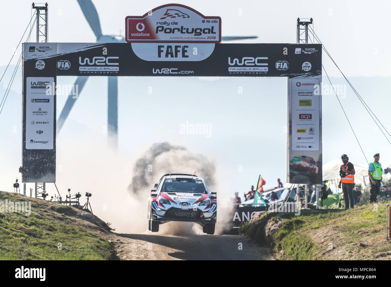 Thierry Neuville in Toyota Yaris at a Big Jump in Fafe - Portugal on ...