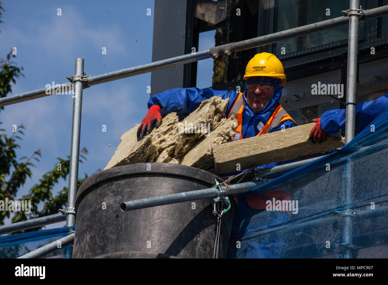 London, UK. 22nd May, 2018. Contractors from Engie, appointed by Newham ...