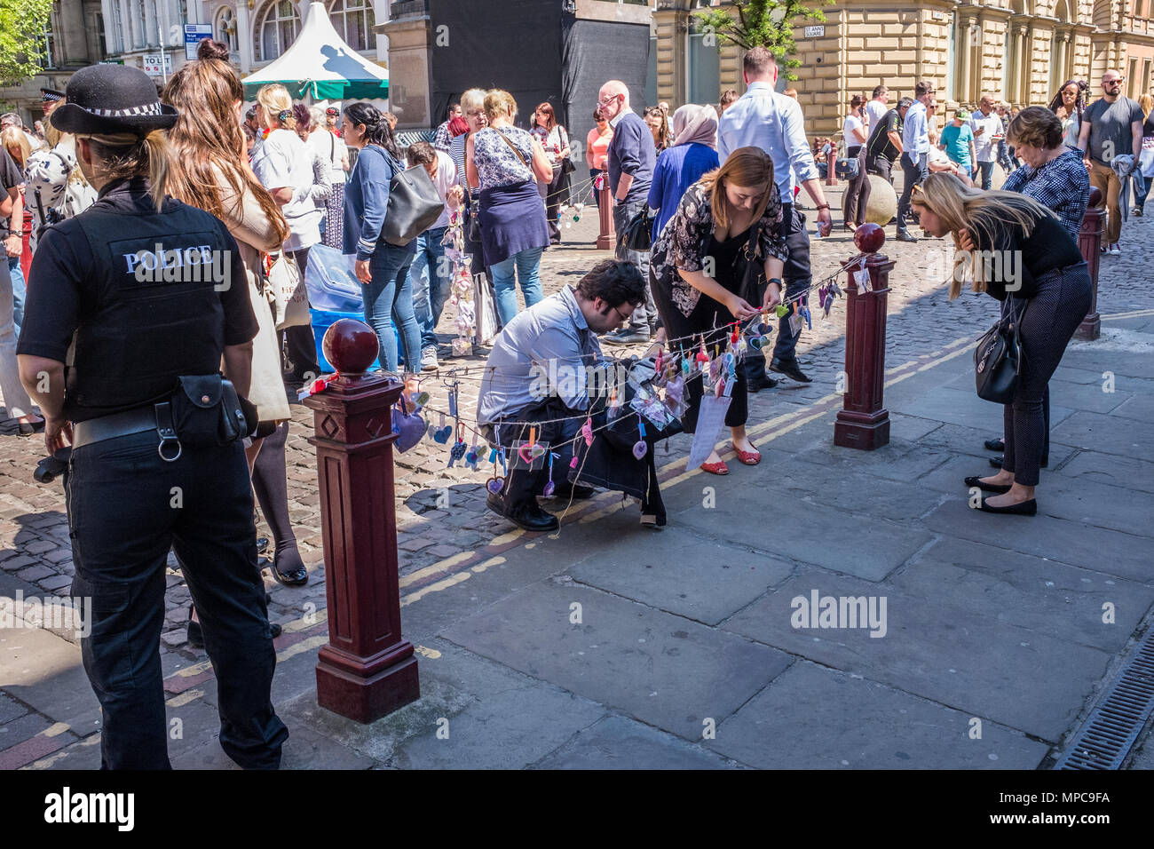 St Anne's Square, Manchester, UK. 22nd May, 2018. Police watching over ...