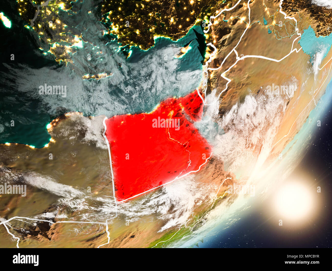 Egypt from space with highly detailed surface textures and visible ...