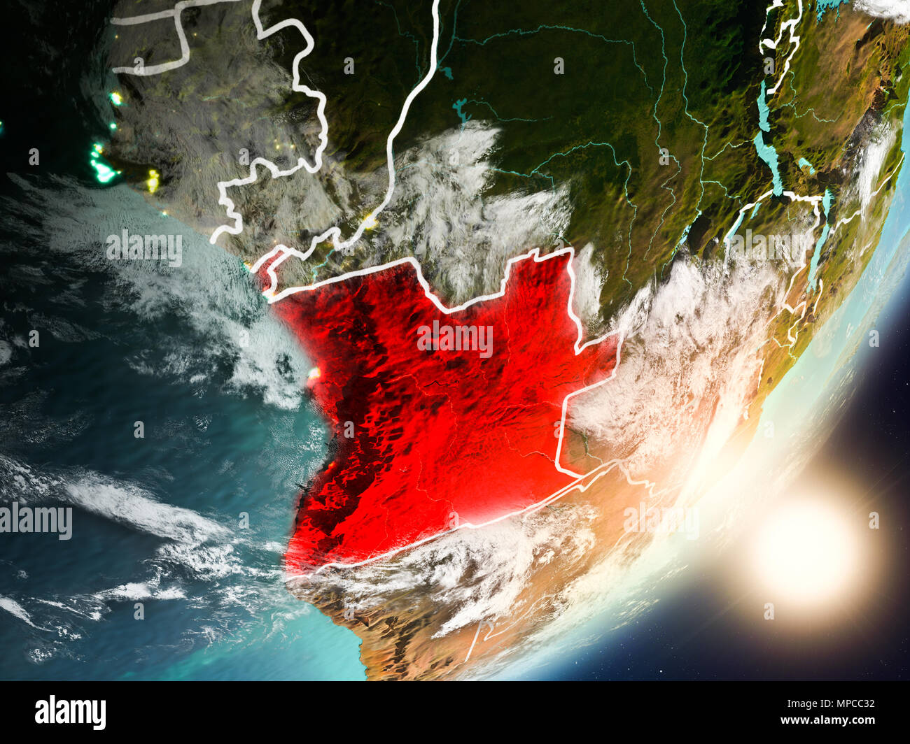 Angola from space with highly detailed surface textures and visible ...