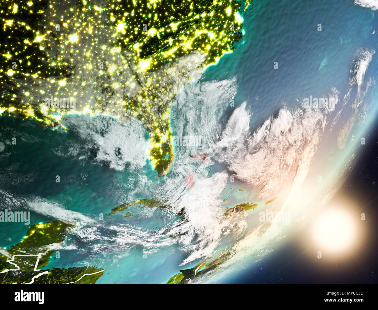 Bahamas from space with highly detailed surface textures and visible ...