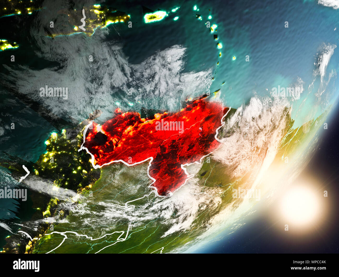 Venezuela from space with highly detailed surface textures and visible ...