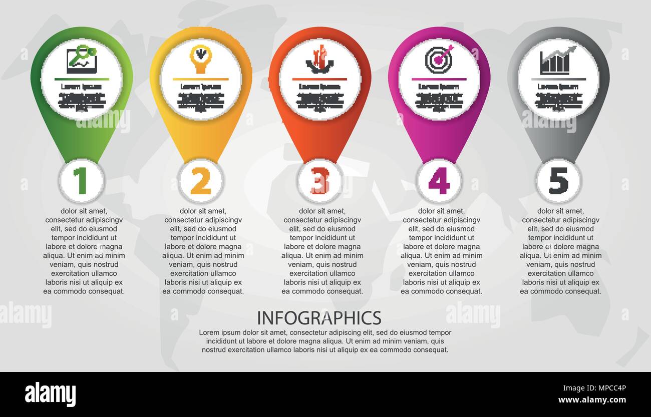 Modern vector illustration 3d. Timeline infographics template with five ...