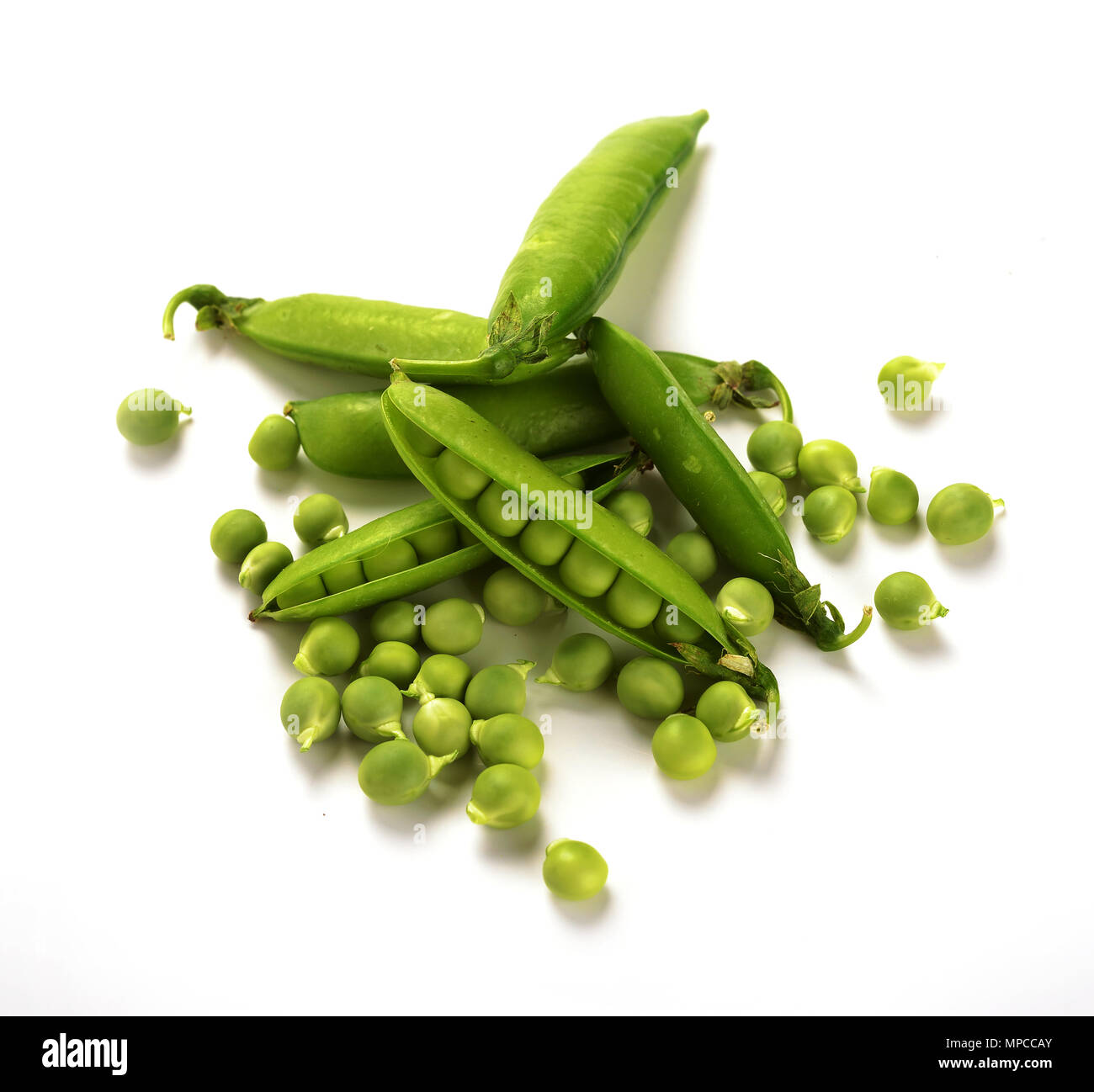 Pods of green peas isolated on a white background. Green ripe fresh ...