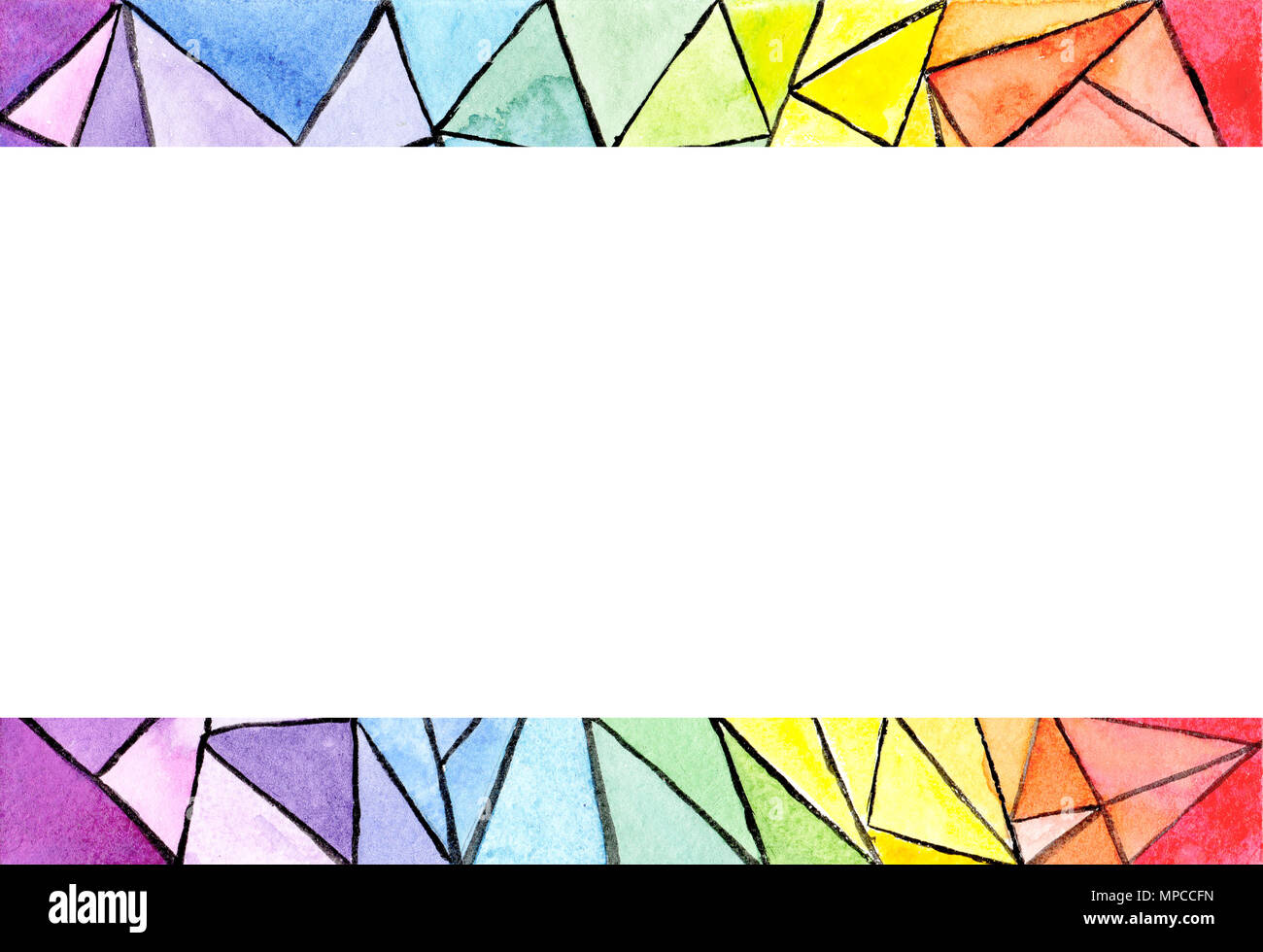 Geometric rainbow frame colorful abstract background with triangles ...