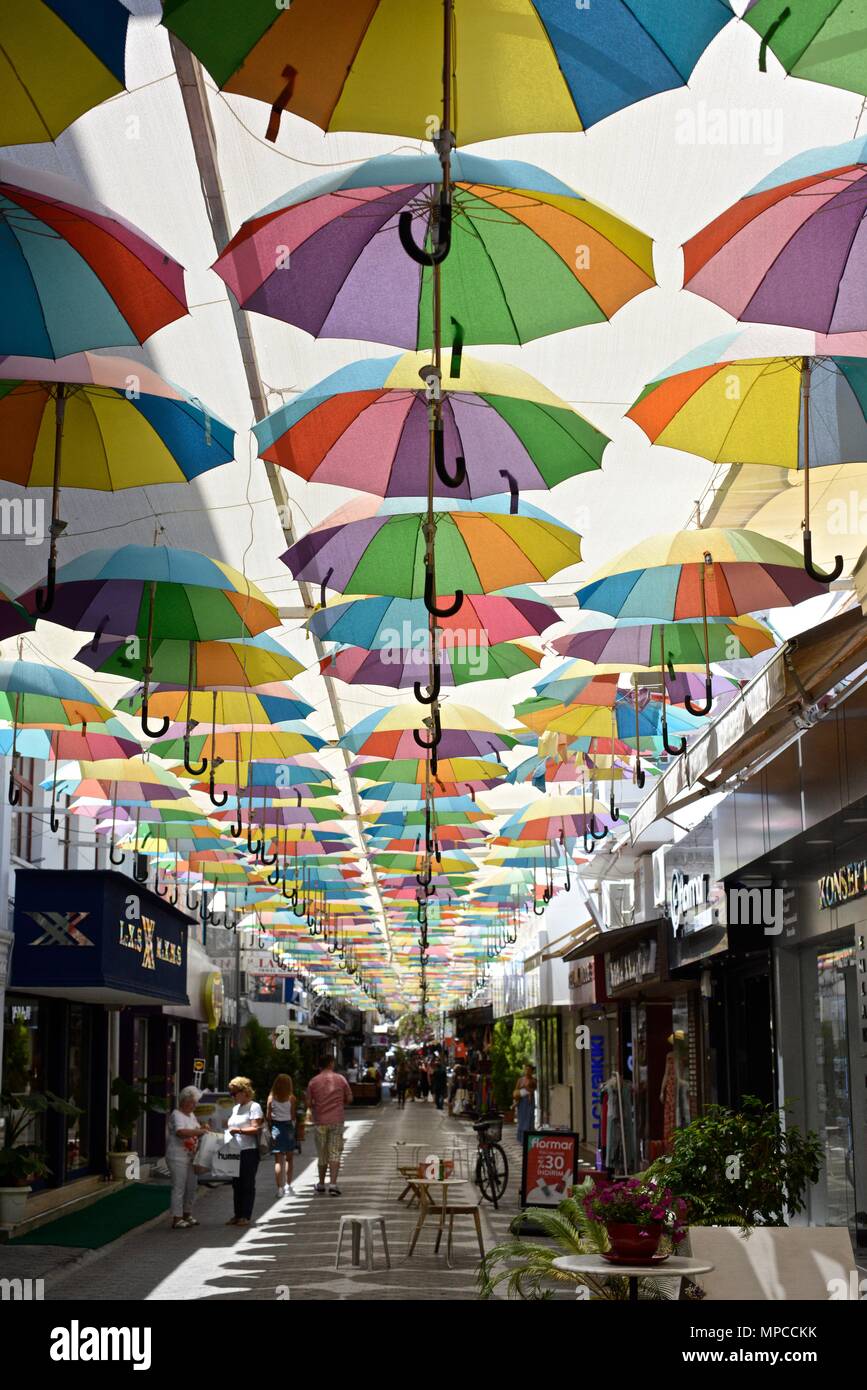 Turkey, Fethiye, umbrella street Stock Photo - Alamy