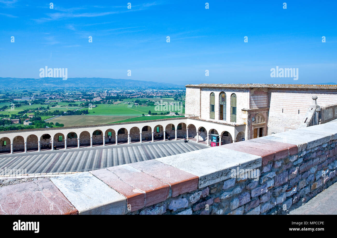 Italy,Umbria,Assisi,view of the valley from the St.Francesco basilica ...