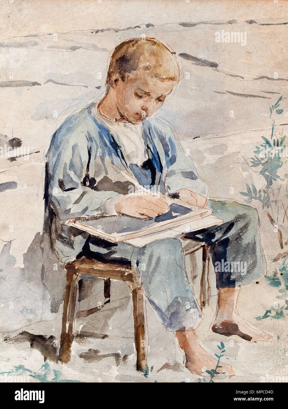 Anker Albert - Knabe Mit Schiefertafel 1 Stock Photo - Alamy