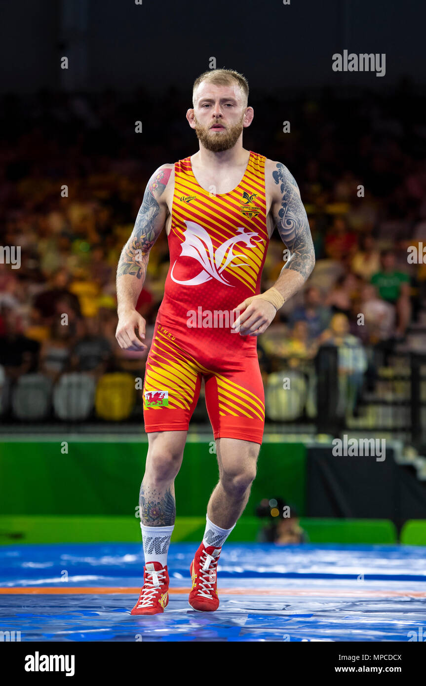 GOLD COAST, AUSTRALIA - APRIL 13: Kane Charig of Wales v Bajrang of ...