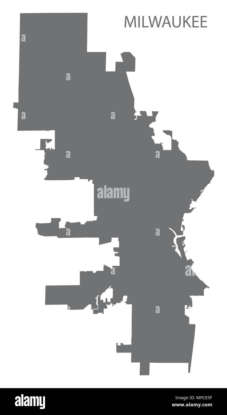 Milwaukee Wisconsin city map grey illustration silhouette shape Stock ...