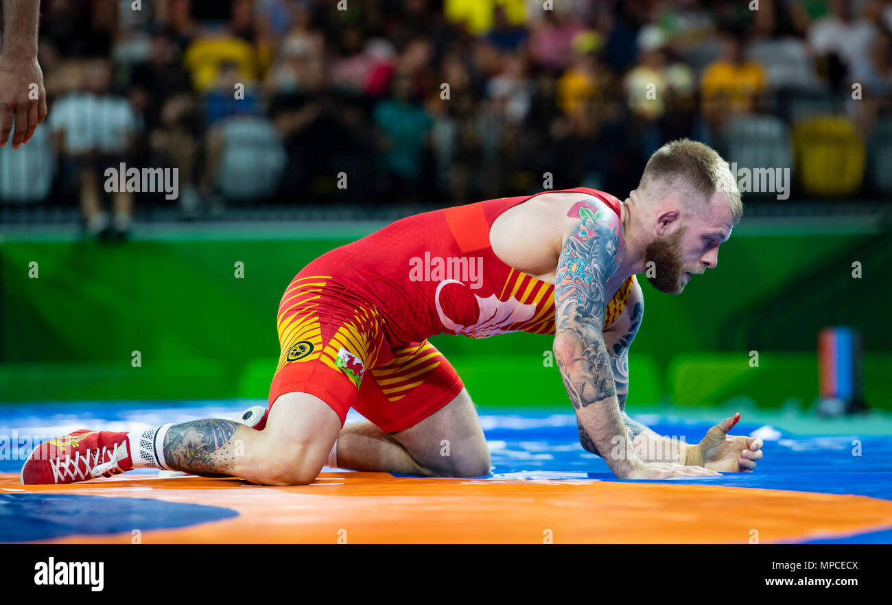 GOLD COAST, AUSTRALIA - APRIL 13: Kane Charig of Wales v Bajrang of ...