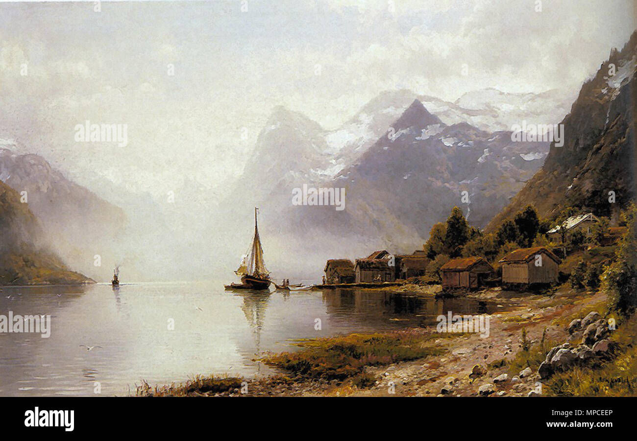 Askevold Anders Monsen - Norwegian Fjord with Snow Capped Mountains ...