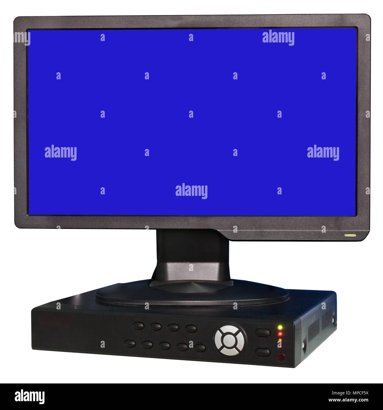 Monitor and control box black cctv camera on white background Stock ...